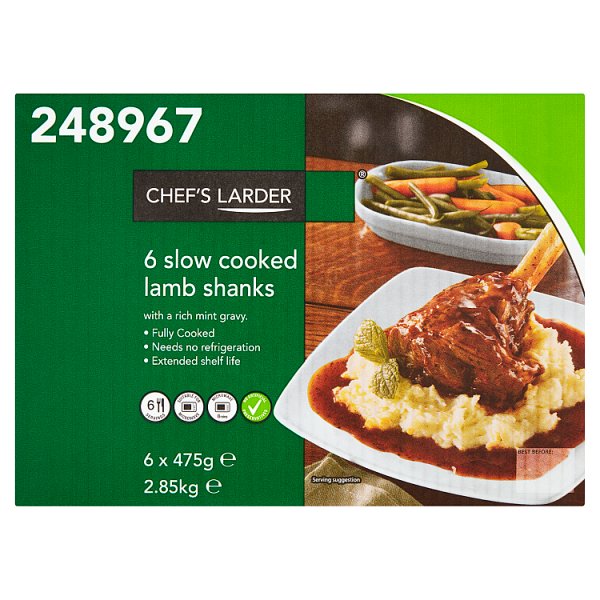 Chef's Larder Slow Cooked Lamb Shanks 6 x 475g (2.85kg) (Pack of 1) | Bulkbuydirect