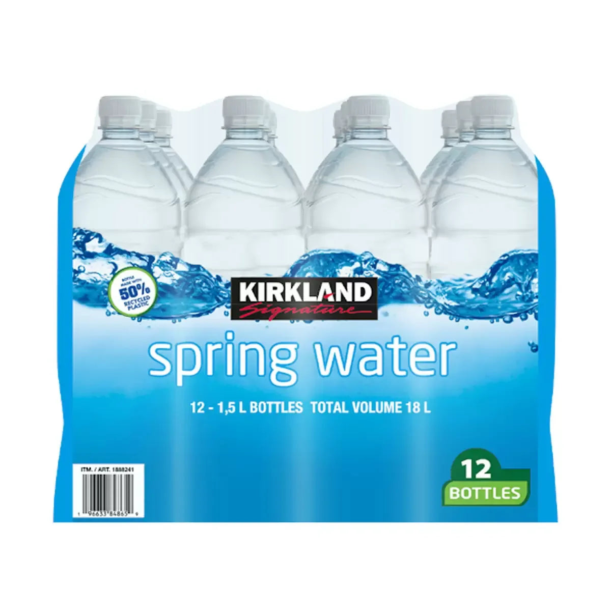 Kirkland Signature Spring Water, 12 x 1.5L (Pack of 12) | Bulkbuydirect